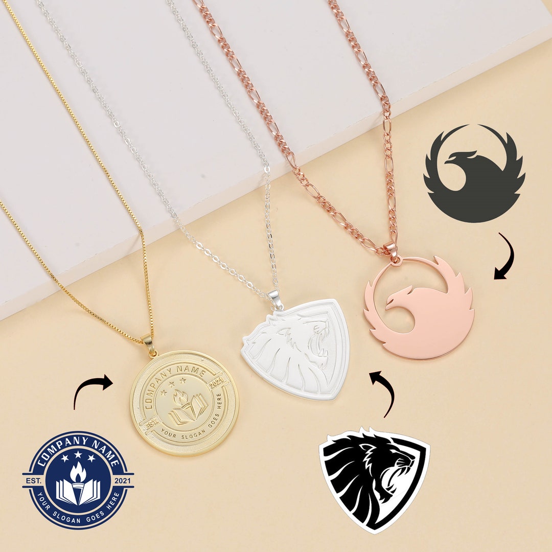 Custom Logo Necklace, Personalized Image Brand Name Logo Sign Clip ...