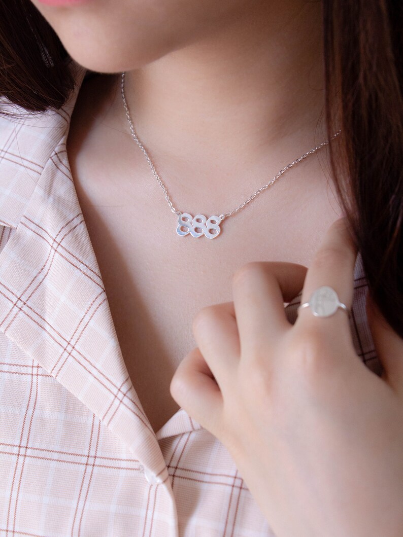 Angel Number Necklace 925 Silver Custom Number Year Necklace - Etsy