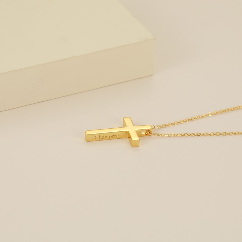 Personalized Cross Necklace in Gold / Silver / Rose Gold - Etsy