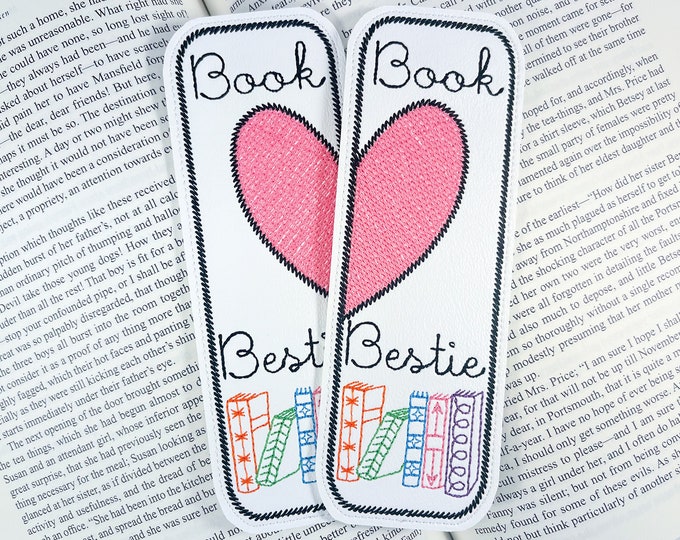Book Bestie Bookmarks - Set of 2 - Best Friends Bookmarks - Embroidered ...
