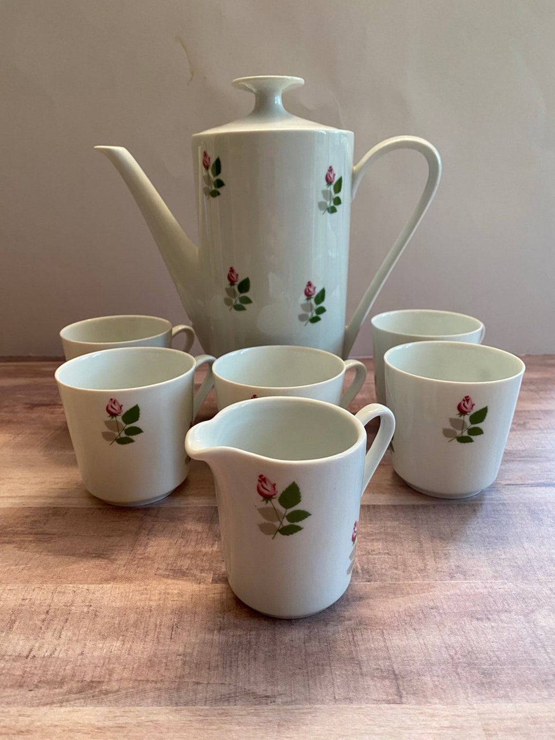 Eschenbach MCM Porcelain Coffee/tea Pot With Creamer and 5 Cups; Rose ...