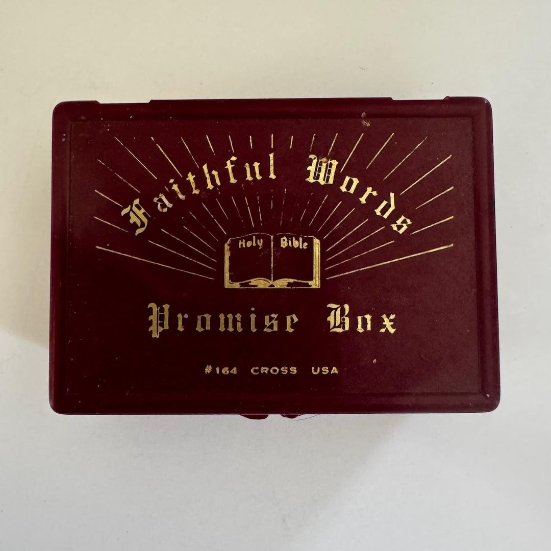 Vintage Faithful Words Promise Box; Plastic Box With Cardboard ...