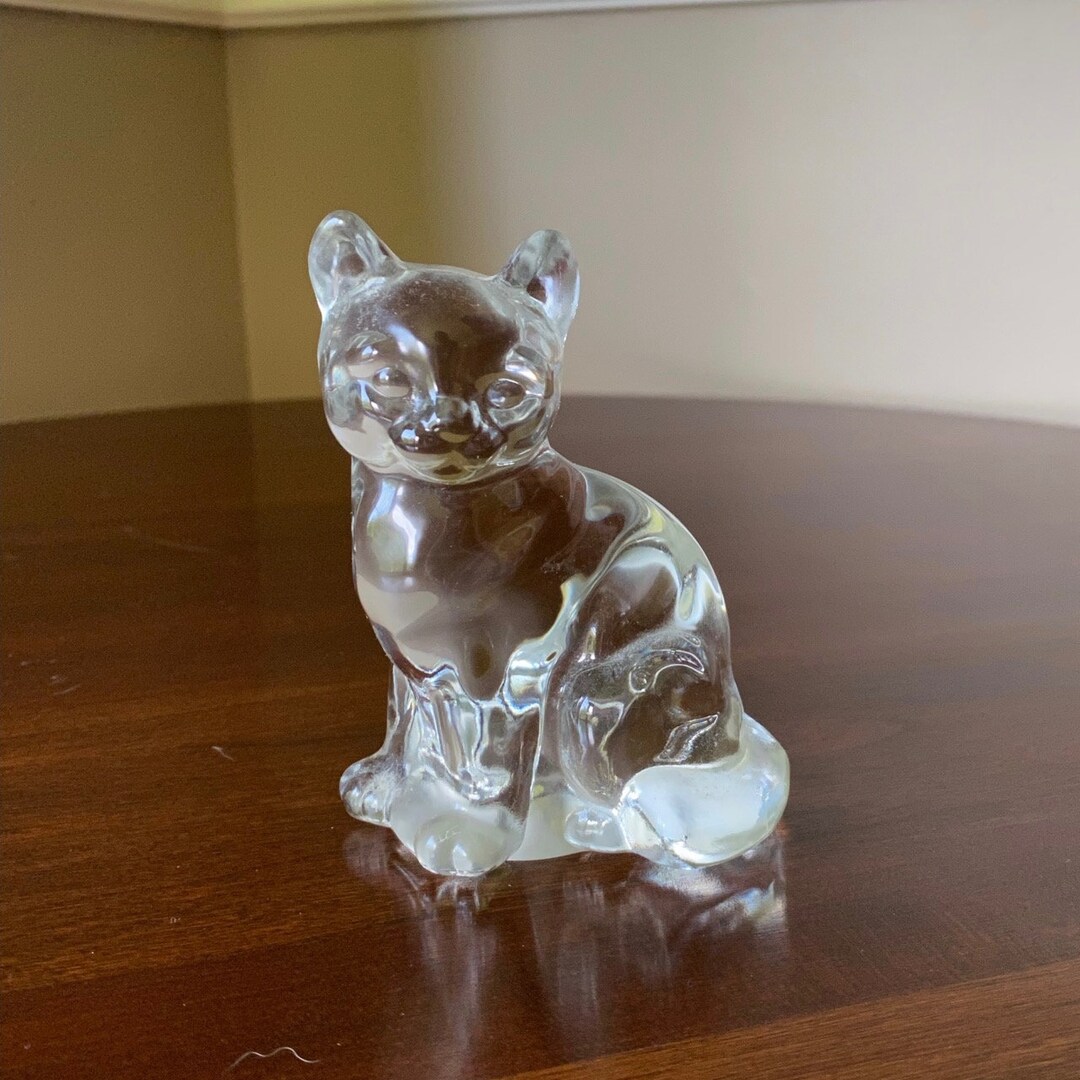 Fenton Clear Glass Cat Figurine - Etsy