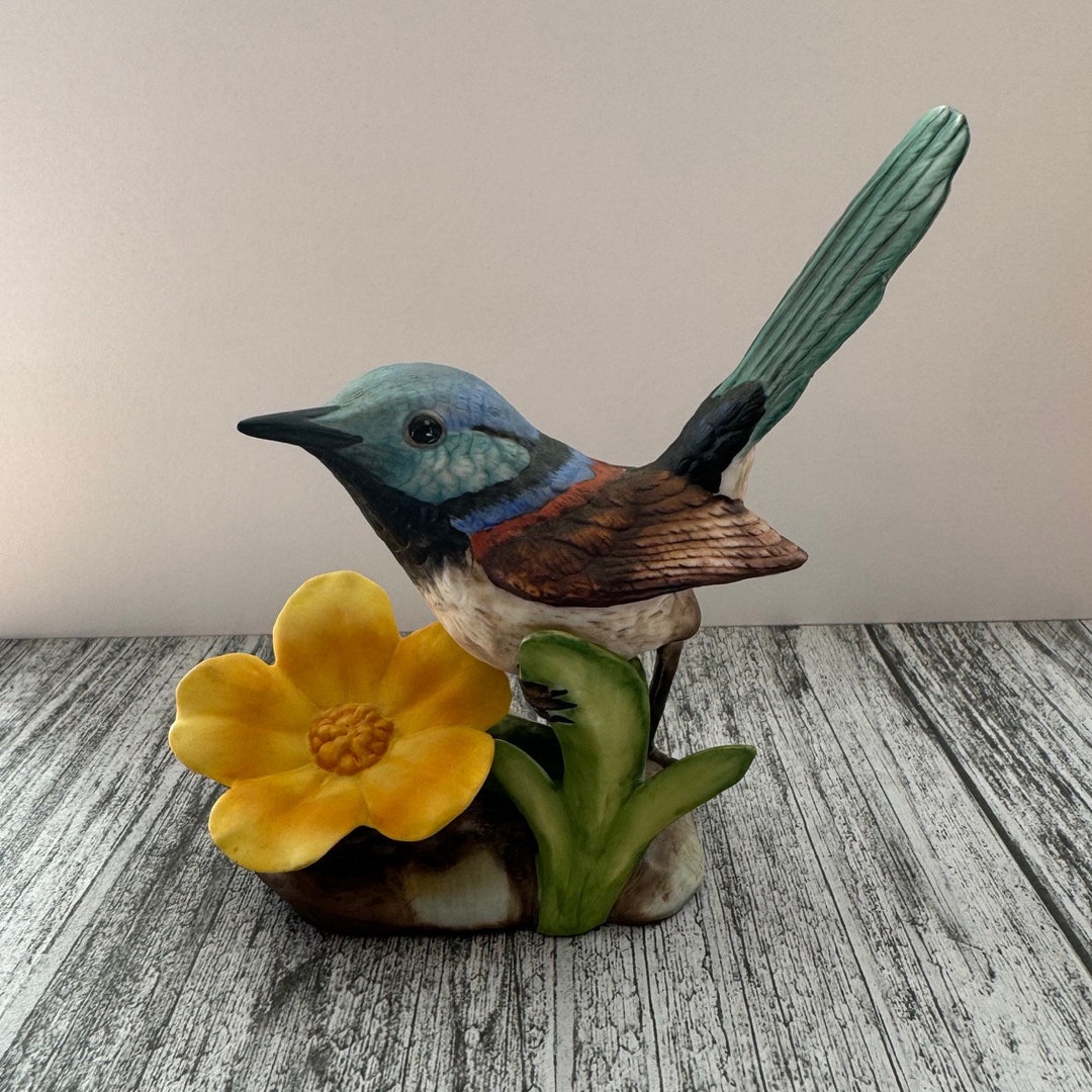 Franklin Mint Porcelain Fairy Wren Figurine Birds and Blossoms of the ...