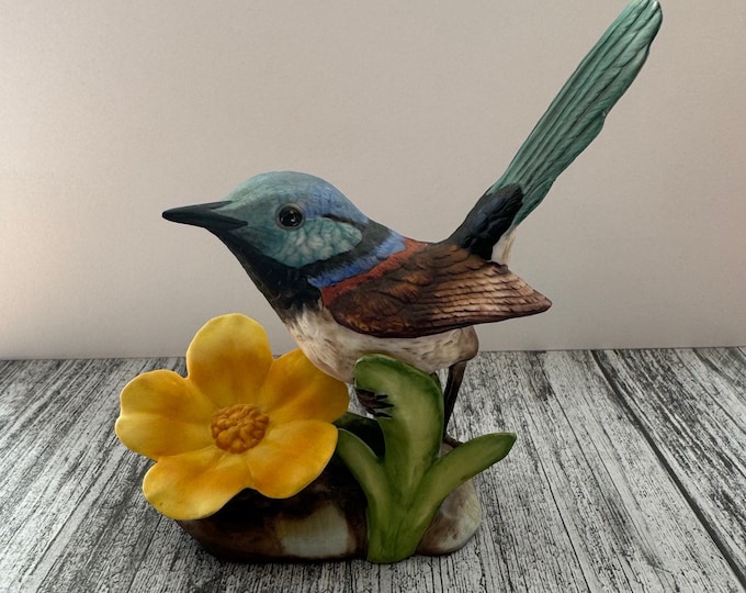 Franklin Mint Porcelain Fairy Wren Figurine; Birds and Blossoms of the ...
