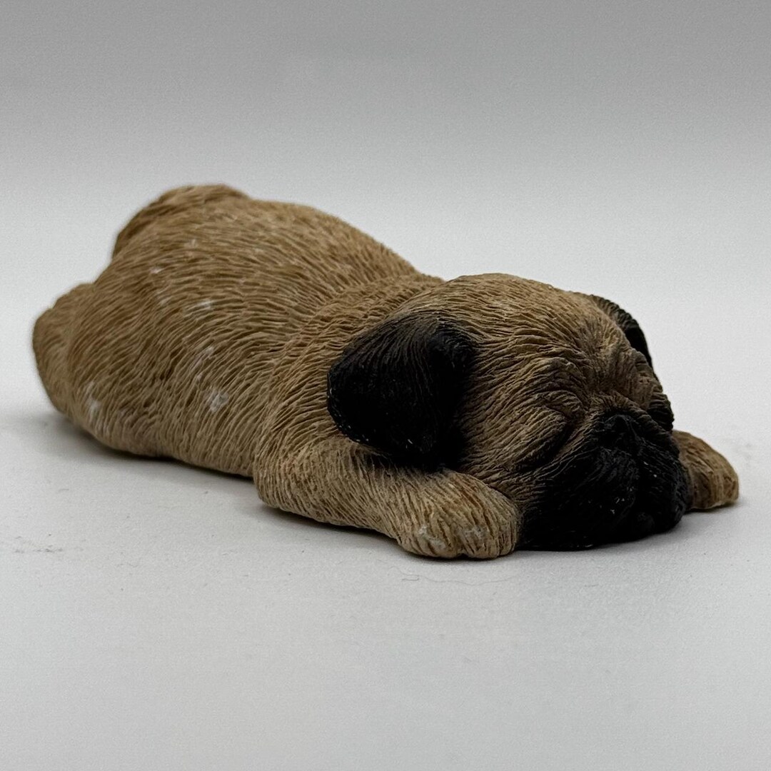 Sandra Brue Sandicast Pug Sculpture, Sleeping Pug Puppy, Handcast Hand ...