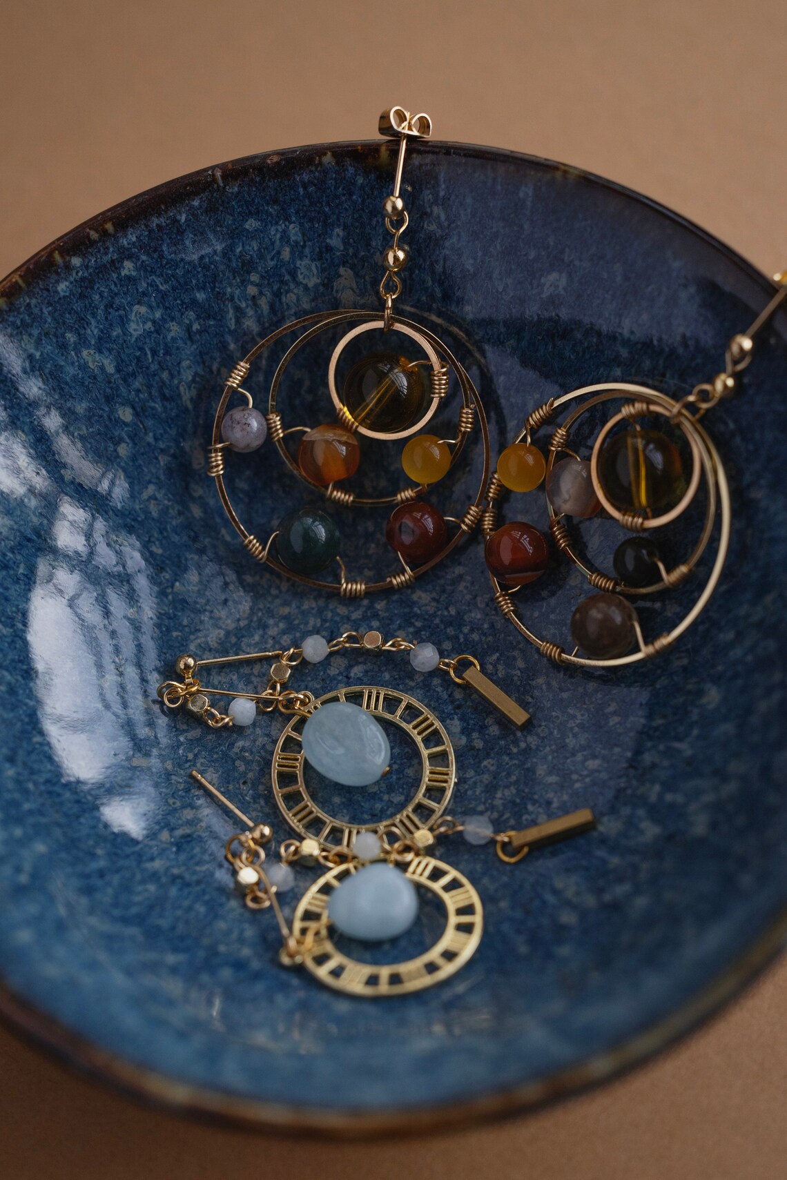 Solaris | Solar System Orbiting Planets Multi-gemstone Earrings, 14K ...