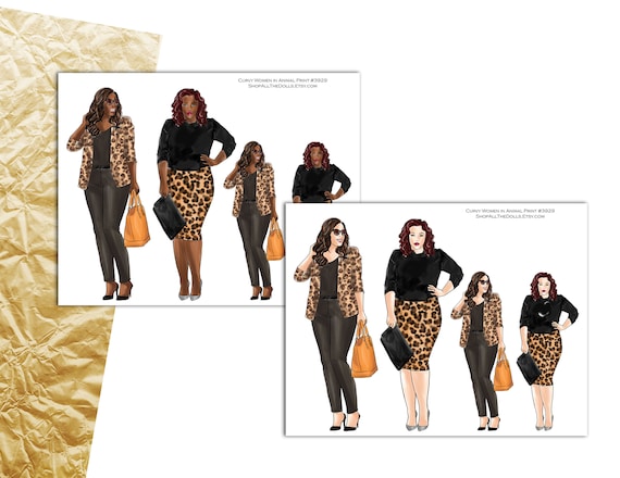 Curvy Woman Stickers Plus Size Dolls Animal Print Black - Etsy