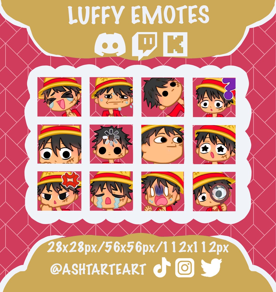 Luffy Emotes for Discord, Twitch and Kick - Etsy