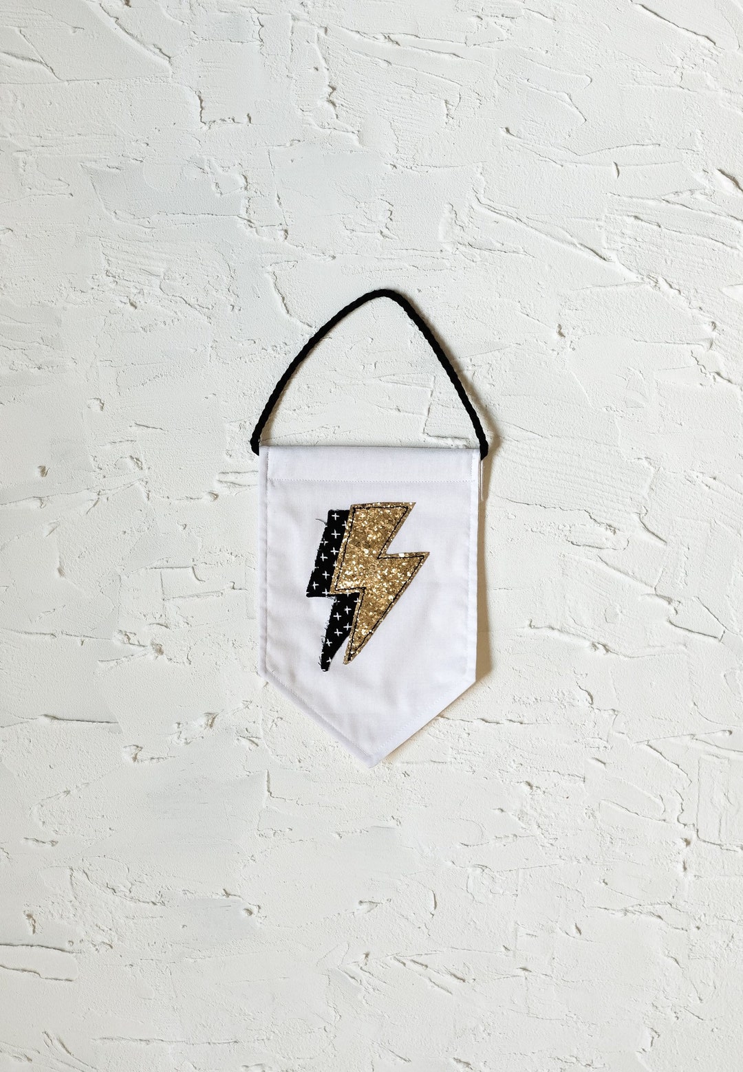 Lightning Bolt Gold - Mini Size | Wall Decor Banner | Hand Painted ...