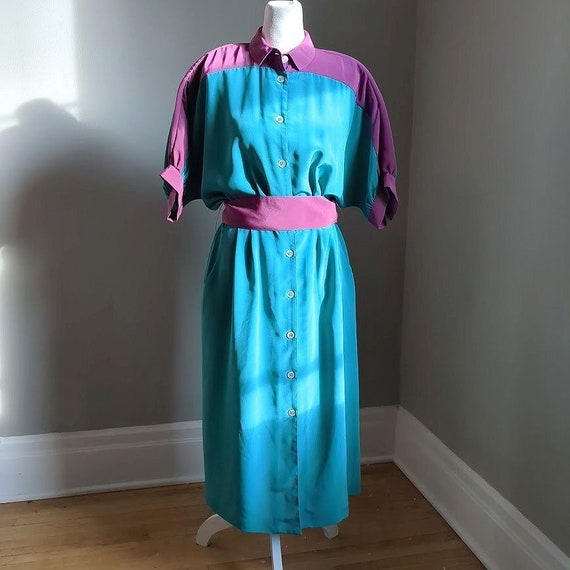 Vintage 80s Frances Henaghan Secretary Dress Midi Col… - Gem