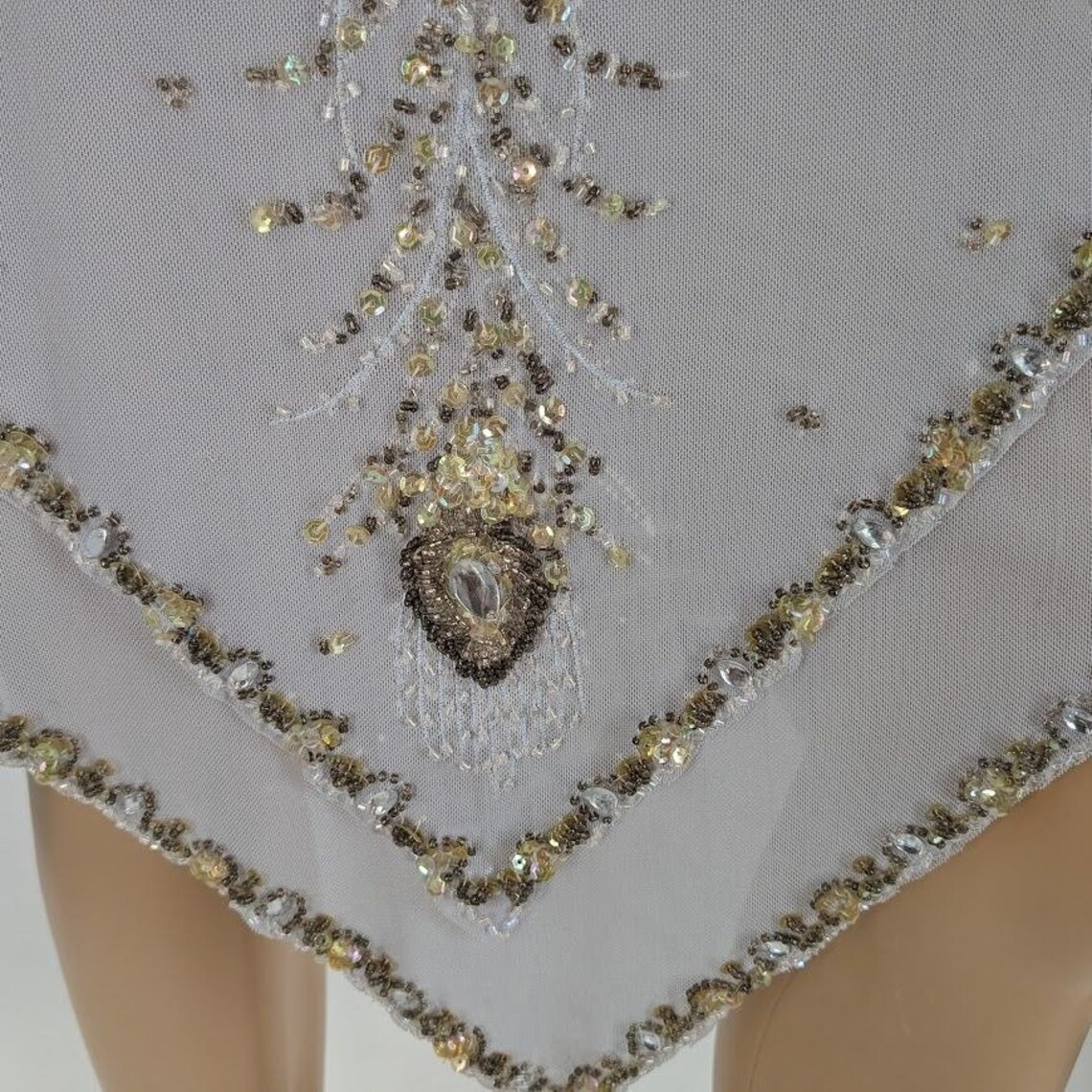 Vintage Y2k Sue Wong Siren Dress Gray Mesh Beaded Sequins Fairycore ...