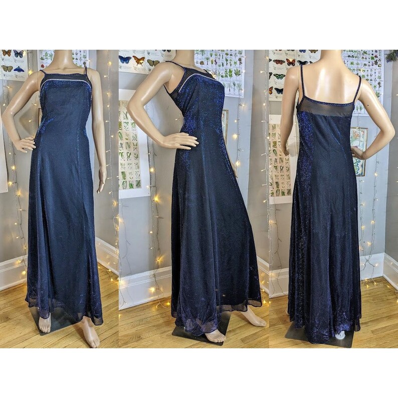 Vintage 90s Y2k Jump Prom Gown Sheer Whimsigoth Metallic Siren - Etsy