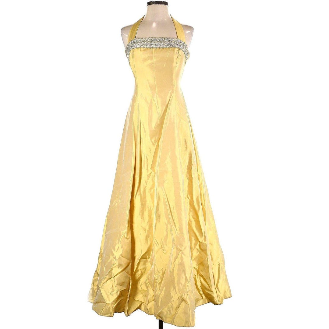 Vintage 90s Zum Zum Prom Dress Gold Brocade Gown Princess Formal Size 3 ...