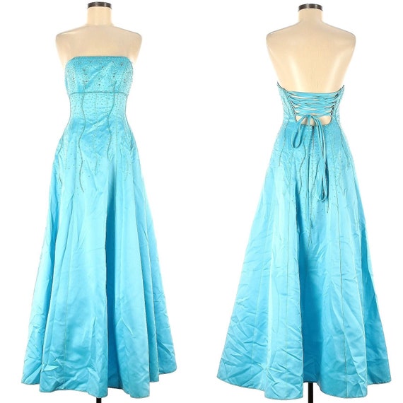 Vintage 2000s y2k Morgan & Co Prom Dress Corset Beade… - Gem