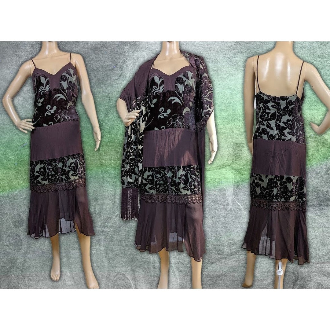 Vintage 90s Y2k Sue Wong Midi Dress Silk Velvet Whimsigoth Fairycore ...
