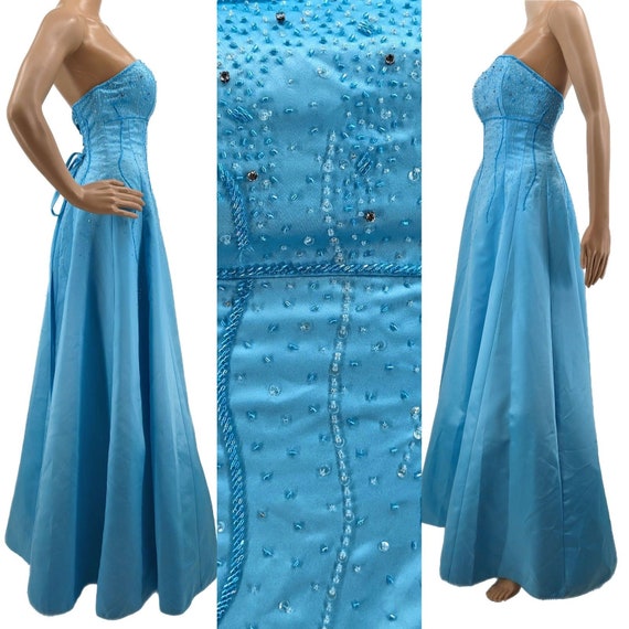 Vintage 2000s y2k Morgan & Co Prom Dress Corset Beade… - Gem