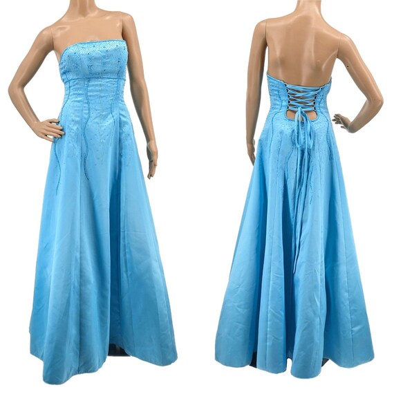 Vintage 2000s y2k Morgan & Co Prom Dress Corset Beade… - Gem