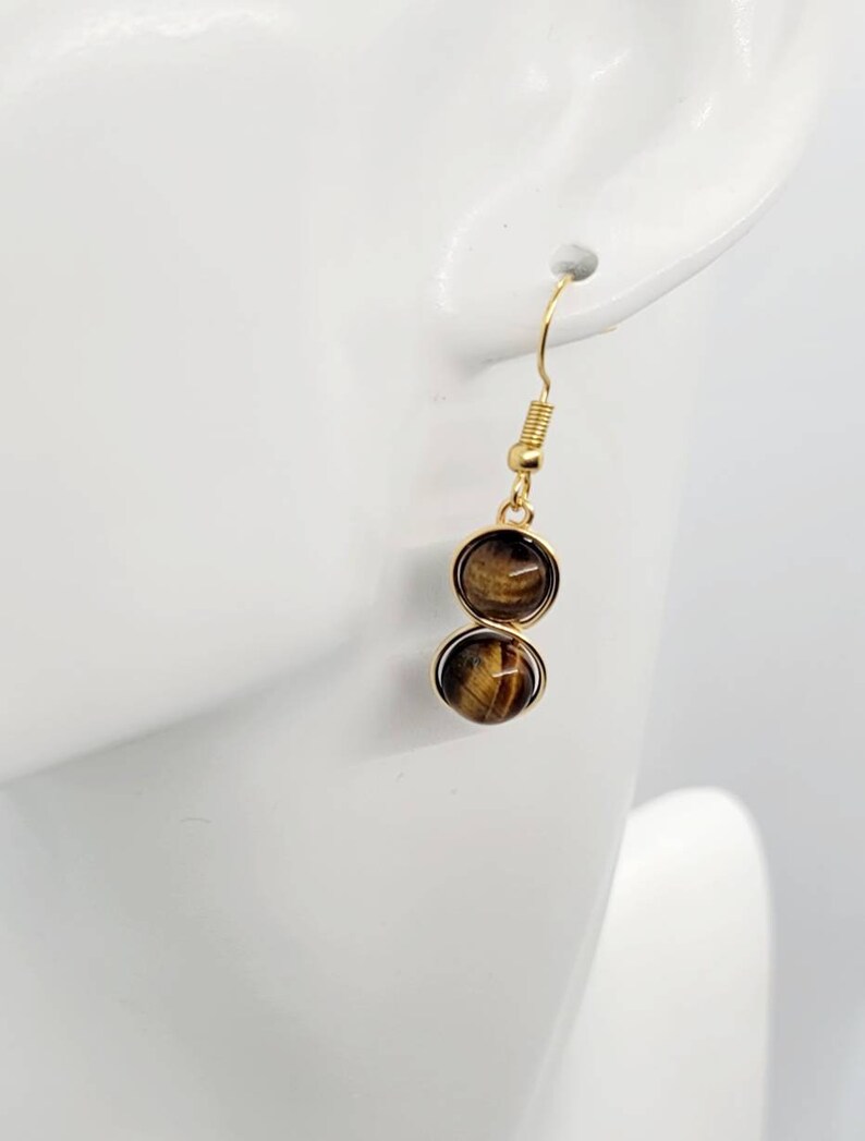 Tiger Eye Earrings 18K Gold Earring Set Tiger Eye Crystal - Etsy
