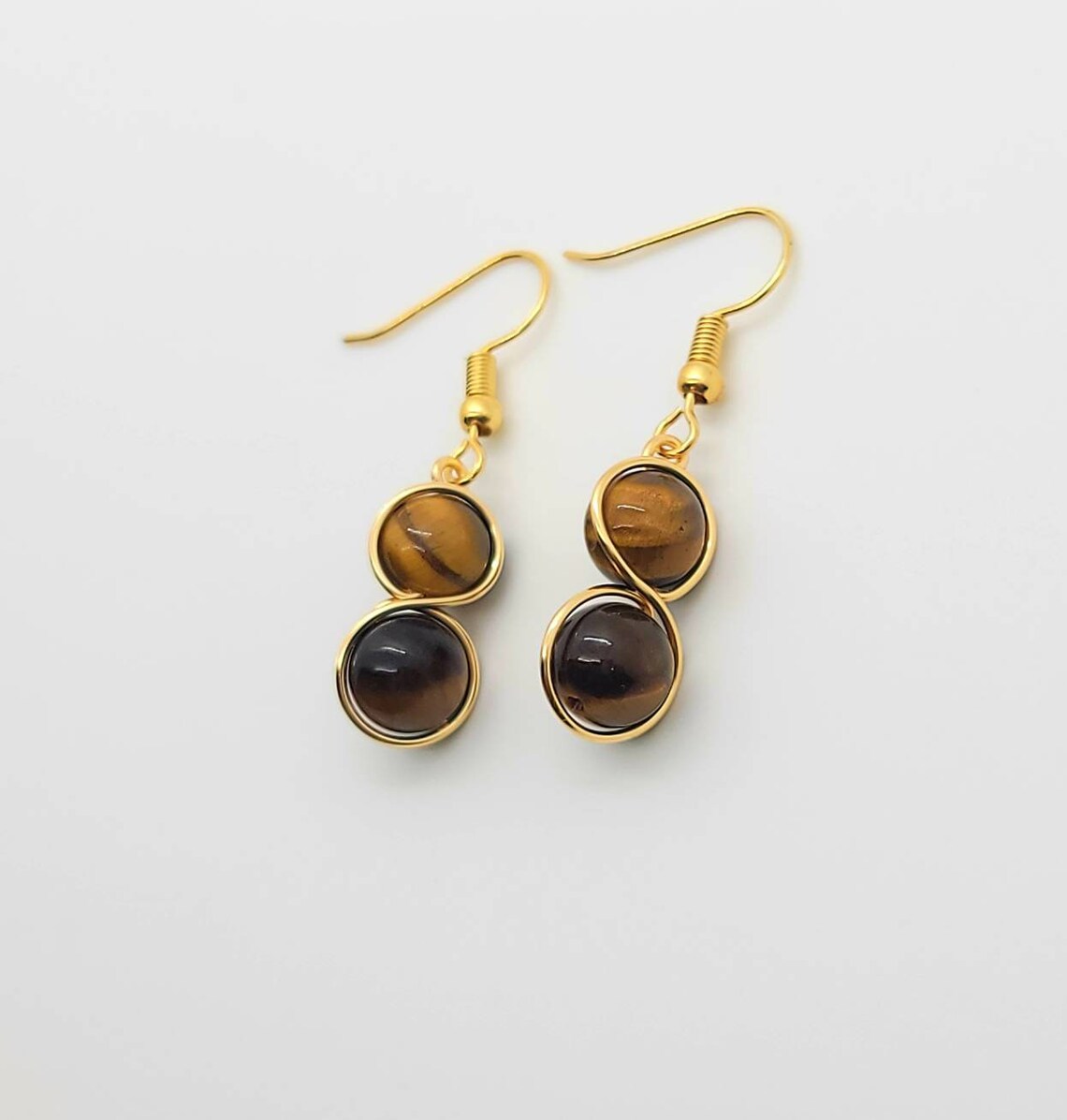 Tiger Eye Earrings 18K Gold Earring Set Tiger Eye Crystal - Etsy