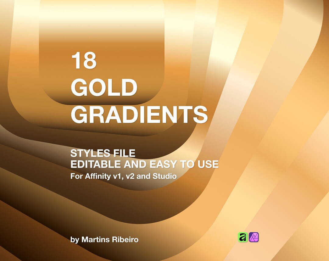 18 Luxurious Gold Gradients Assets for Affinity Studio, V1 and V2 ...