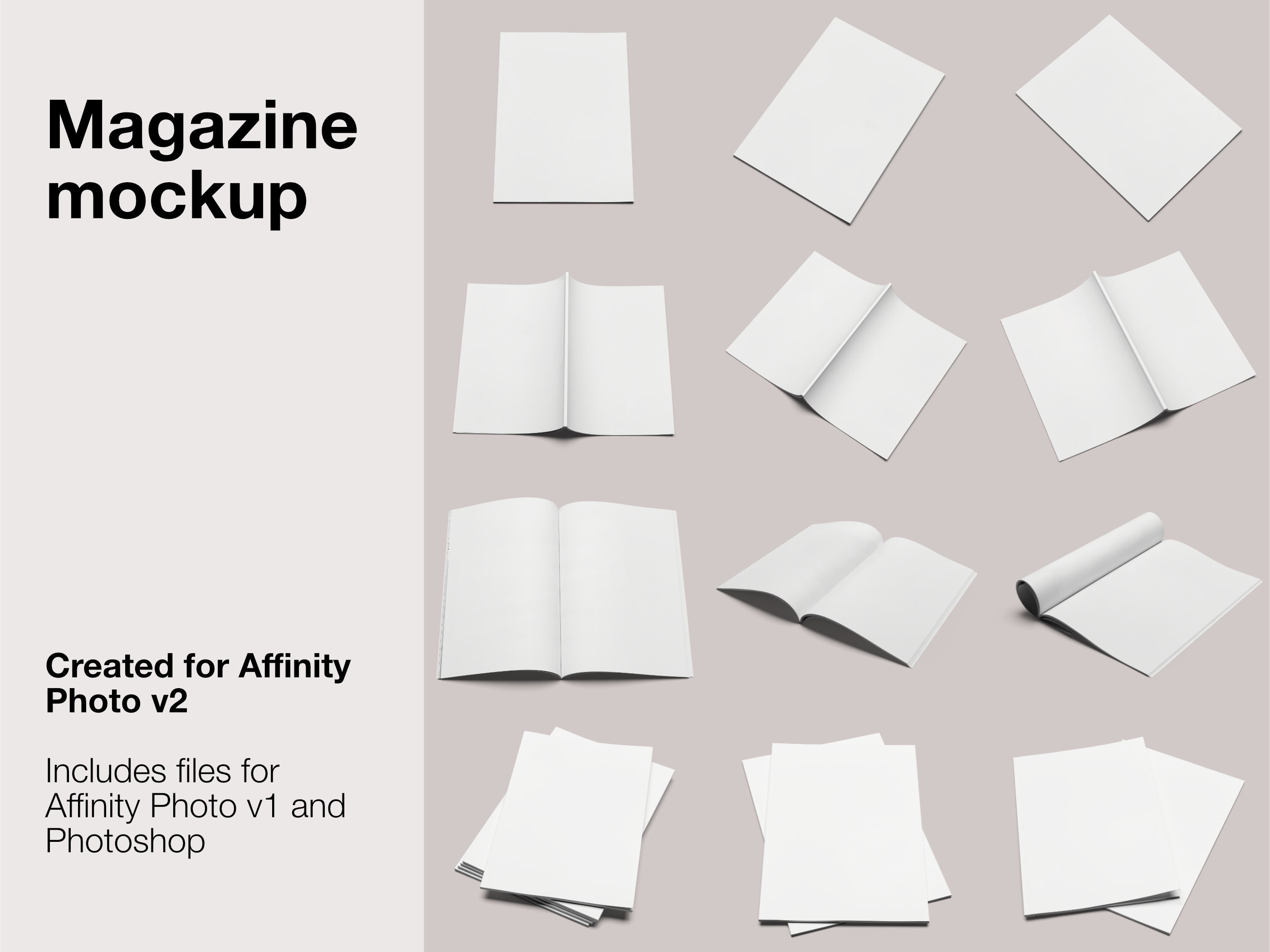 12 Realistic Magazine Mockups for Affinity Photo V2 | Photo-based ...