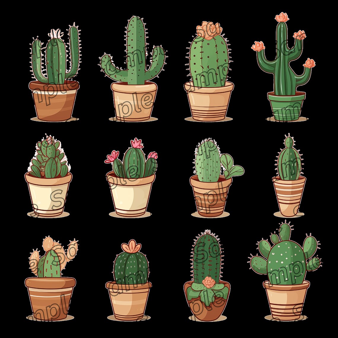 Cute Cactus Clip Art Set - Etsy