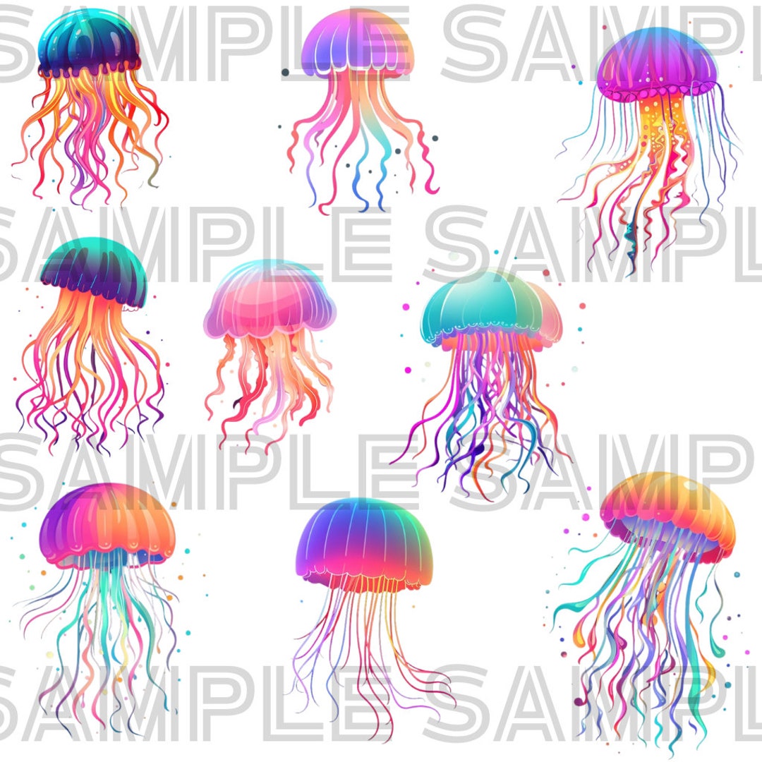 Colorful Jellyfish Clip Art - Etsy