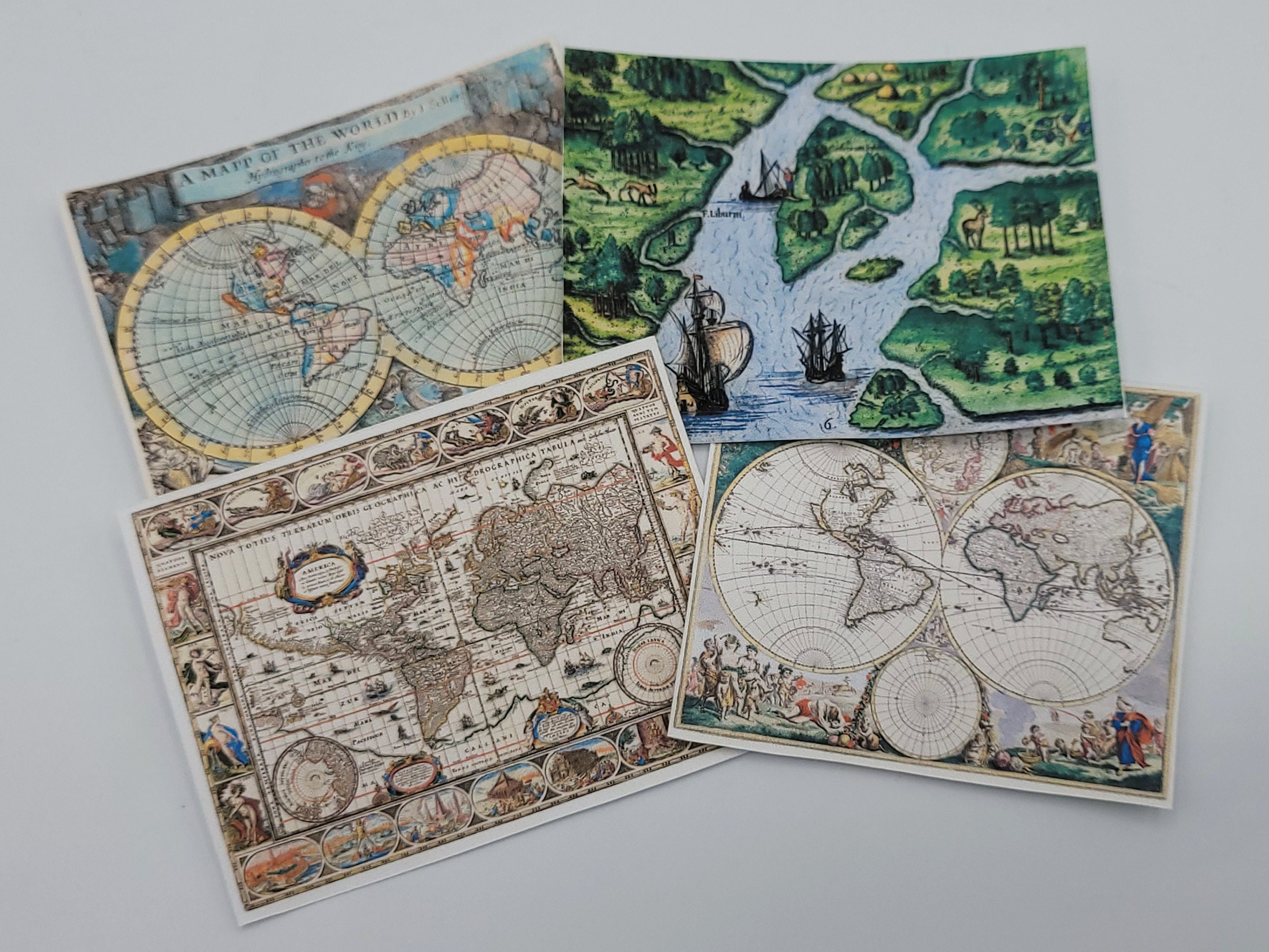 Maps Set 1/12 Dollhouse Miniature Printable Digital Download - Etsy