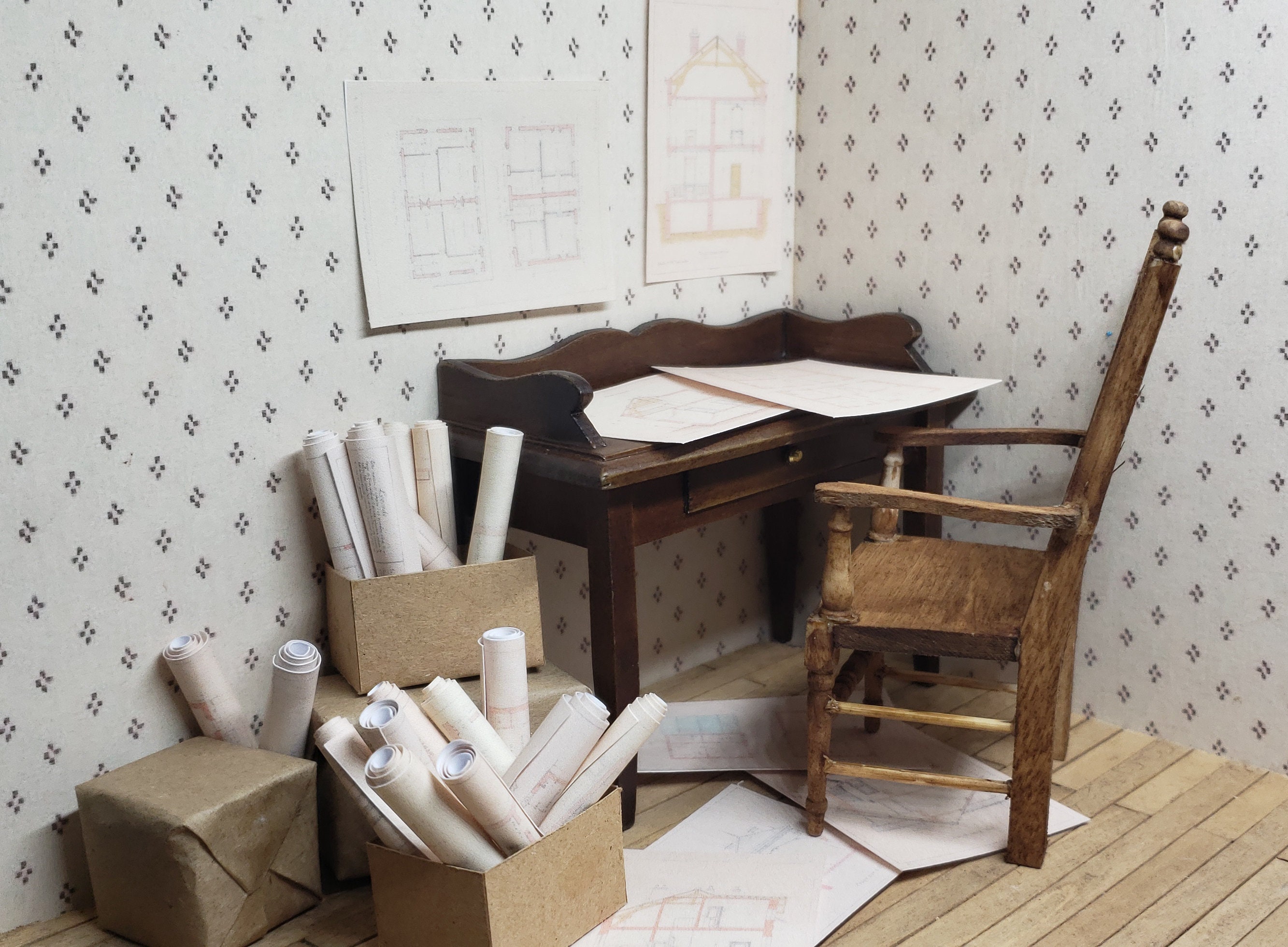 Architecture Blueprint 1/12 Dollhouse Miniature Printable - Etsy