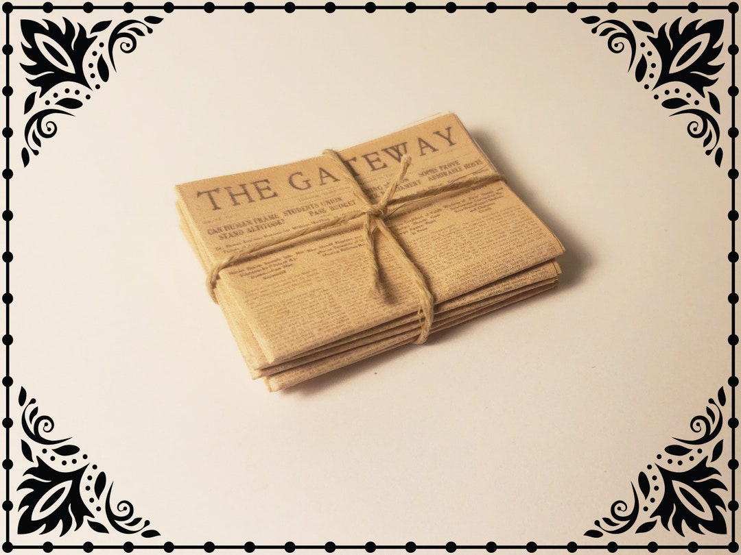 5 Vintage Newspapers the Gateway 1/12 Dollhouse Miniature Printable ...