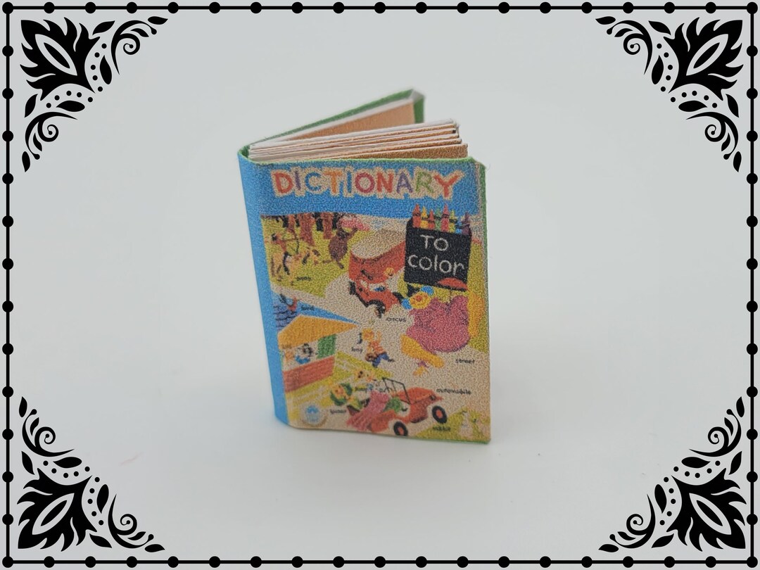 Dictionary to Color Book 1/12 Dollhouse Miniature Printable Digital ...