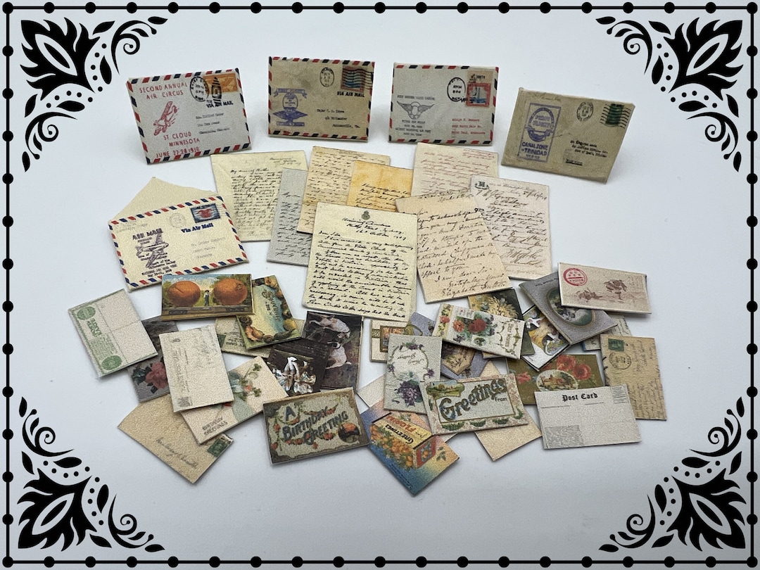 Vintage Authentic Mail and Letters 1/12 Dollhouse Miniature Printable ...