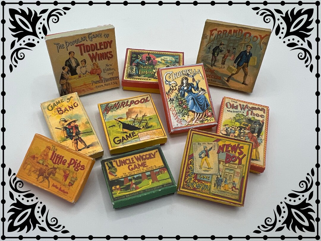 Antique Board Game Boxes 1/12 Dollhouse Miniature Printable Digital ...