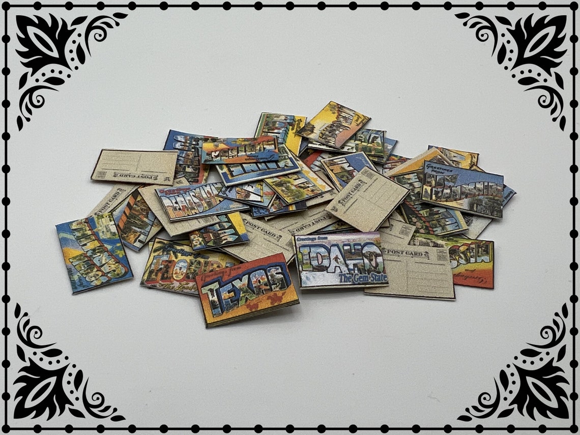 Vintage State Postcards 1/12 Dollhouse Miniature Printable Digital ...