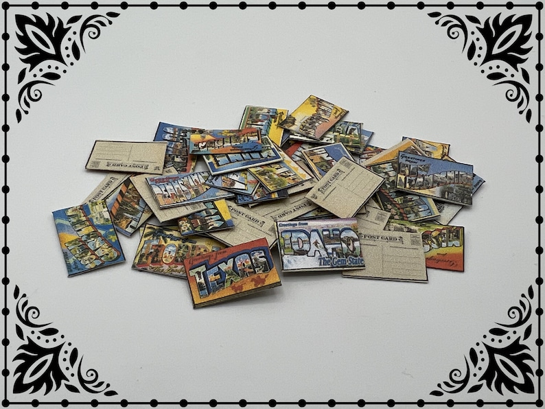Vintage State Postcards 1/12 Dollhouse Miniature Printable - Etsy