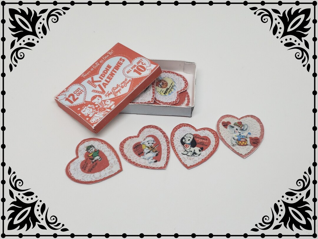 Heart Cards Valentines 1/12 Dollhouse Miniature Printable Digital ...