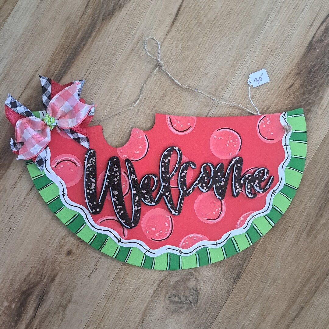 Watermelon Welcome Sign, Summer Door Hanger, Colorful Welcome Sign for ...
