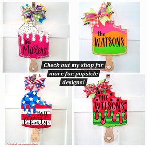 Watermelon Popsicle Door Hanger, Personalized Summer Door Hanger ...