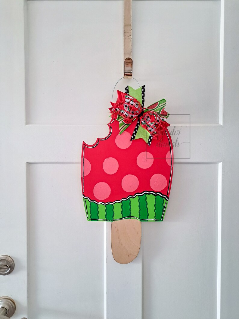 Watermelon Popsicle Door Hanger, Personalized Summer Door Hanger ...