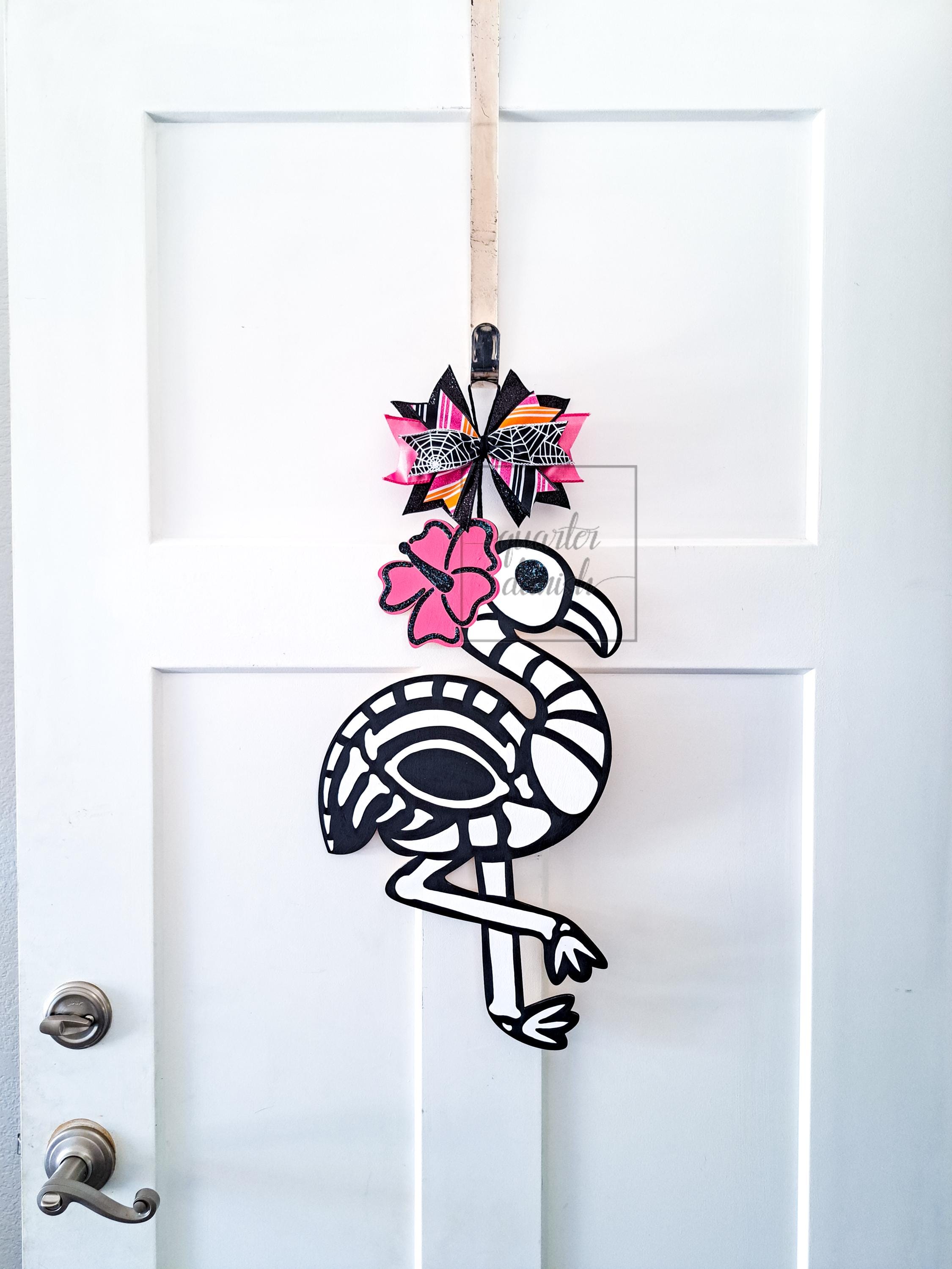 Flamingo Door Hanger, Spooky Gifts for Women, Skeleton Flamingo ...
