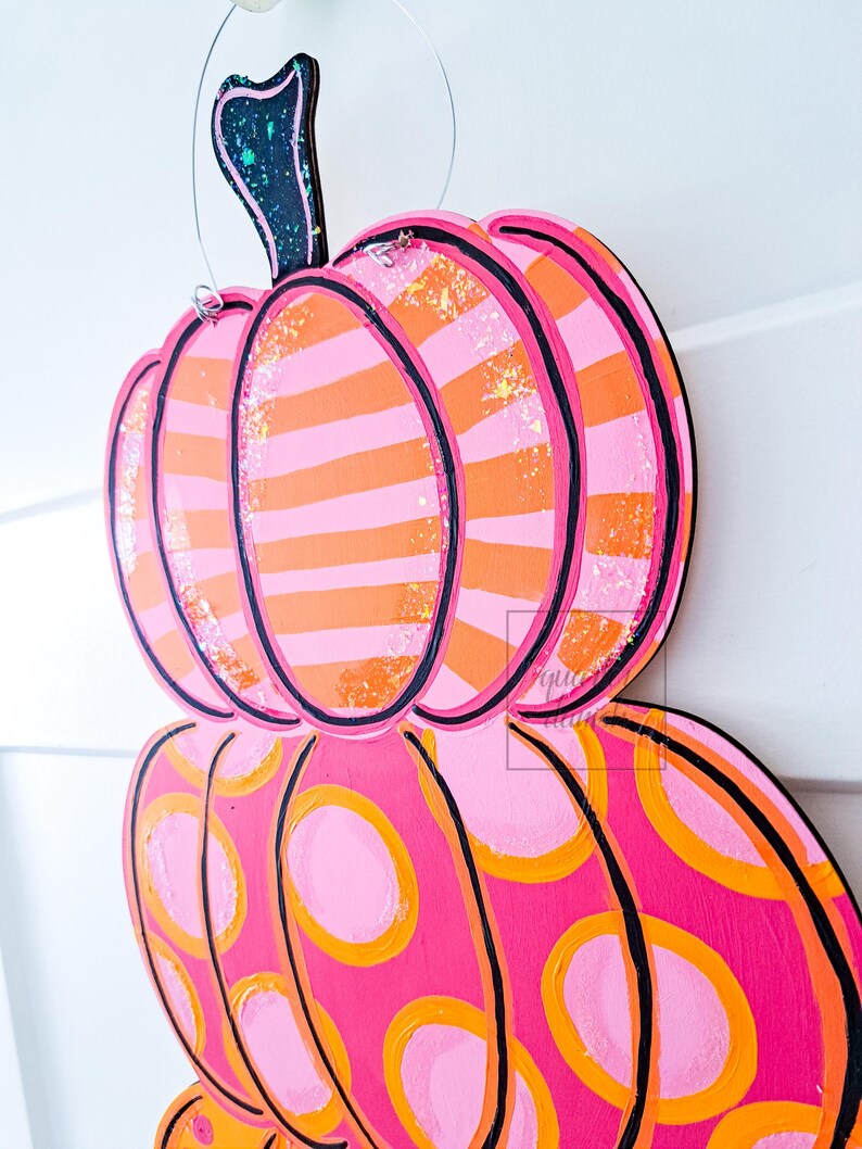 Pink Pumpkin Door Hanger, Pink Pumpkin Decor, Pumpkin Door Sign ...