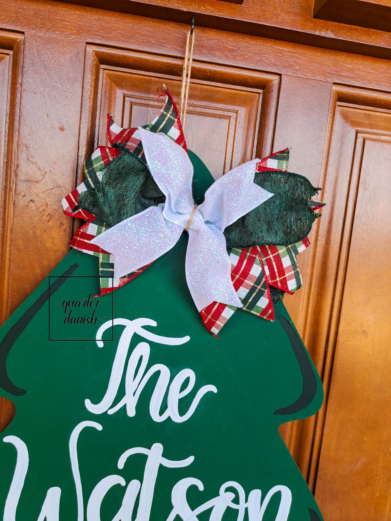 Personalized Christmas Door Sign, Christmas Tree Door Hanger, Christmas ...