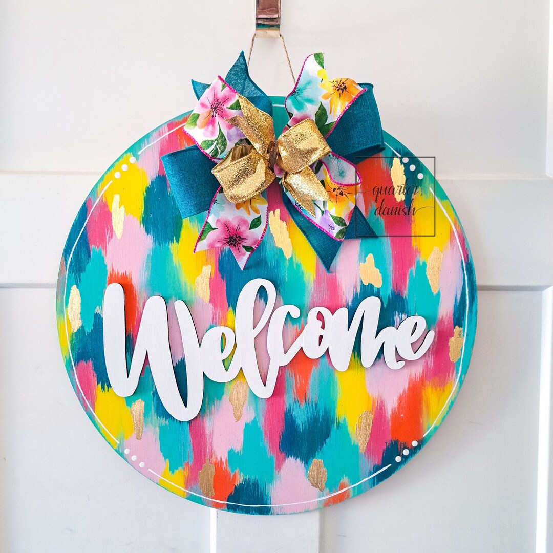 Welcome Door Hanger, Colorful Welcome Home Sign, Summer Welcome Sign ...