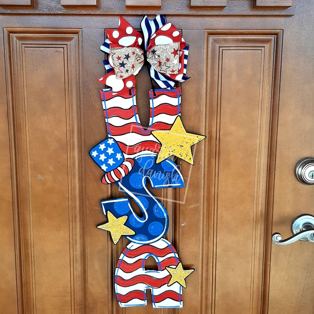 Patriotic Door Hanger, Patriotic Door Sign, USA Door Hanger, USA ...