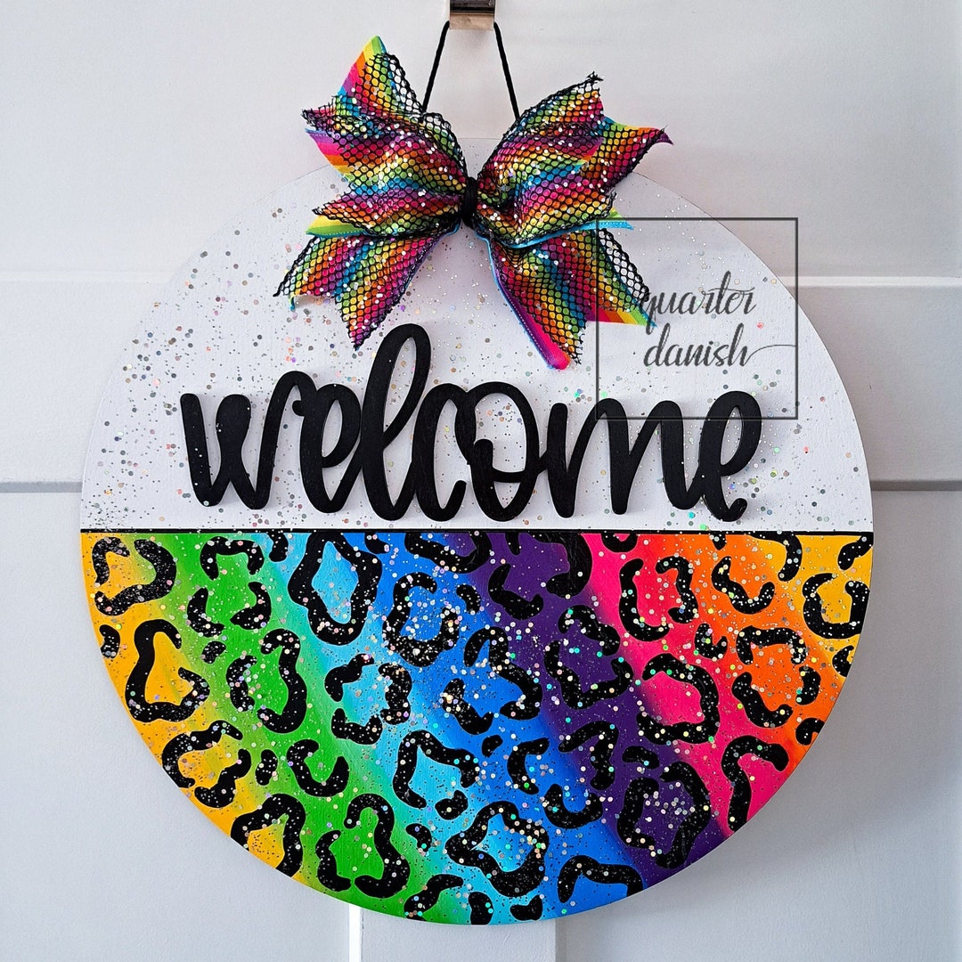Welcome Door Hanger, Colorful Welcome Home Sign, Summer Welcome Sign ...