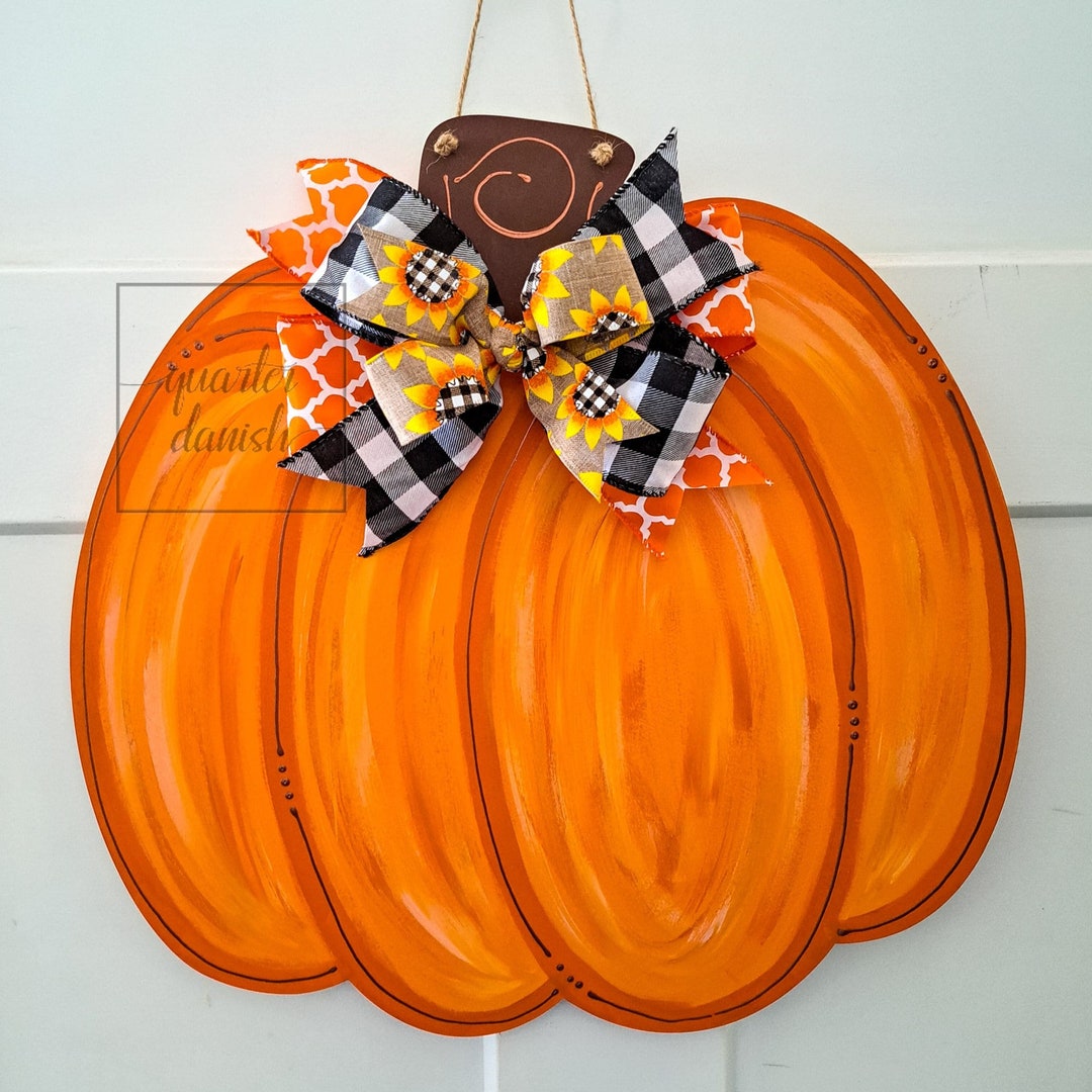 Pumpkin Door Hanger, Halloween Pumpkin Decor, Fall Pumpkin Wreath for ...