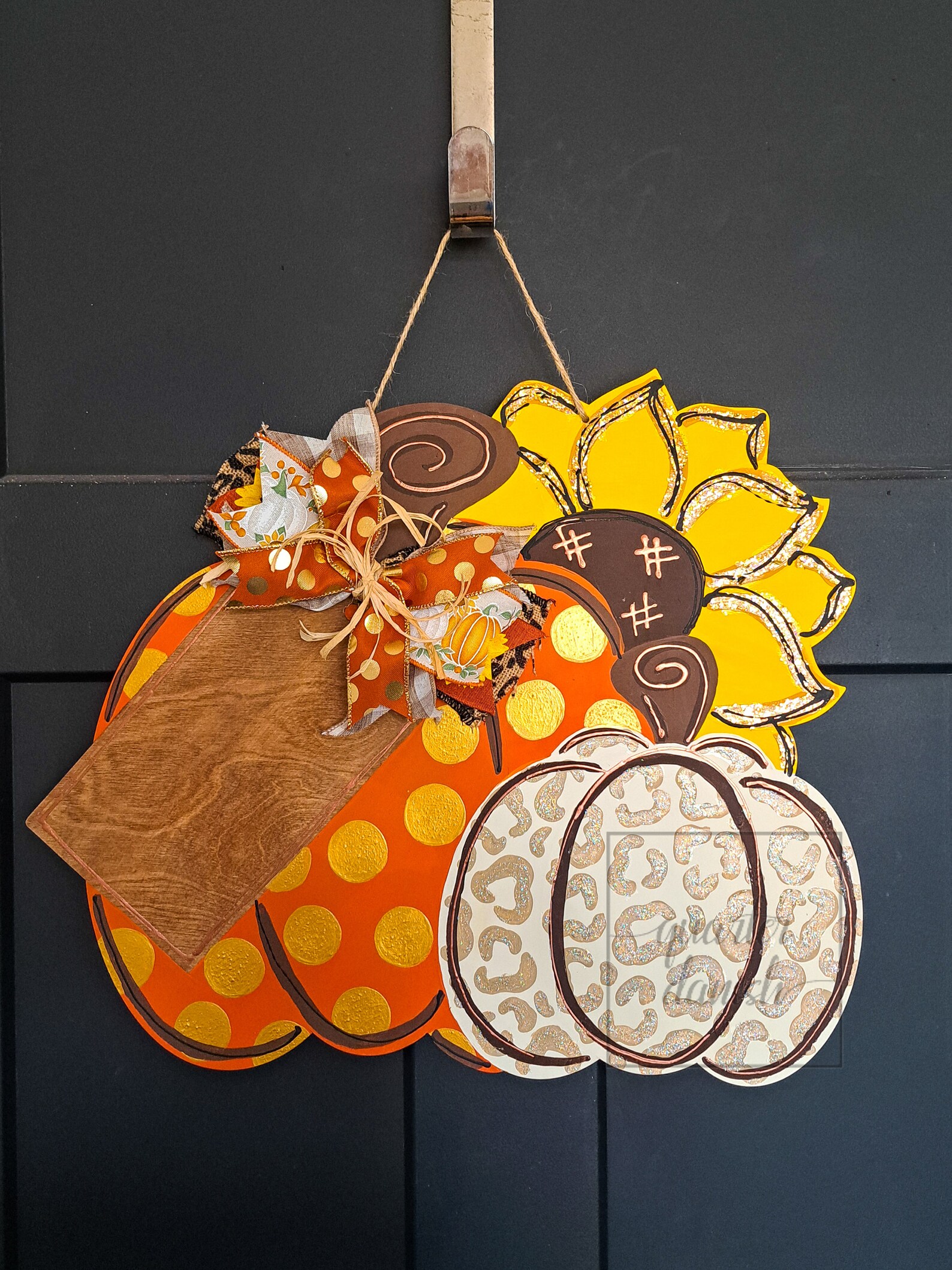 Pumpkin Door Hanger, Pumpkin Door Sign, Pumpkin Door Decor, Fall Door ...