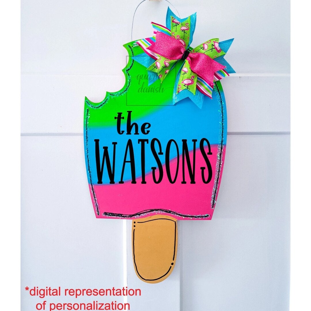 Popsicle Door Hanger, Personalized Summer Door Hanger, Popsicle Decor ...