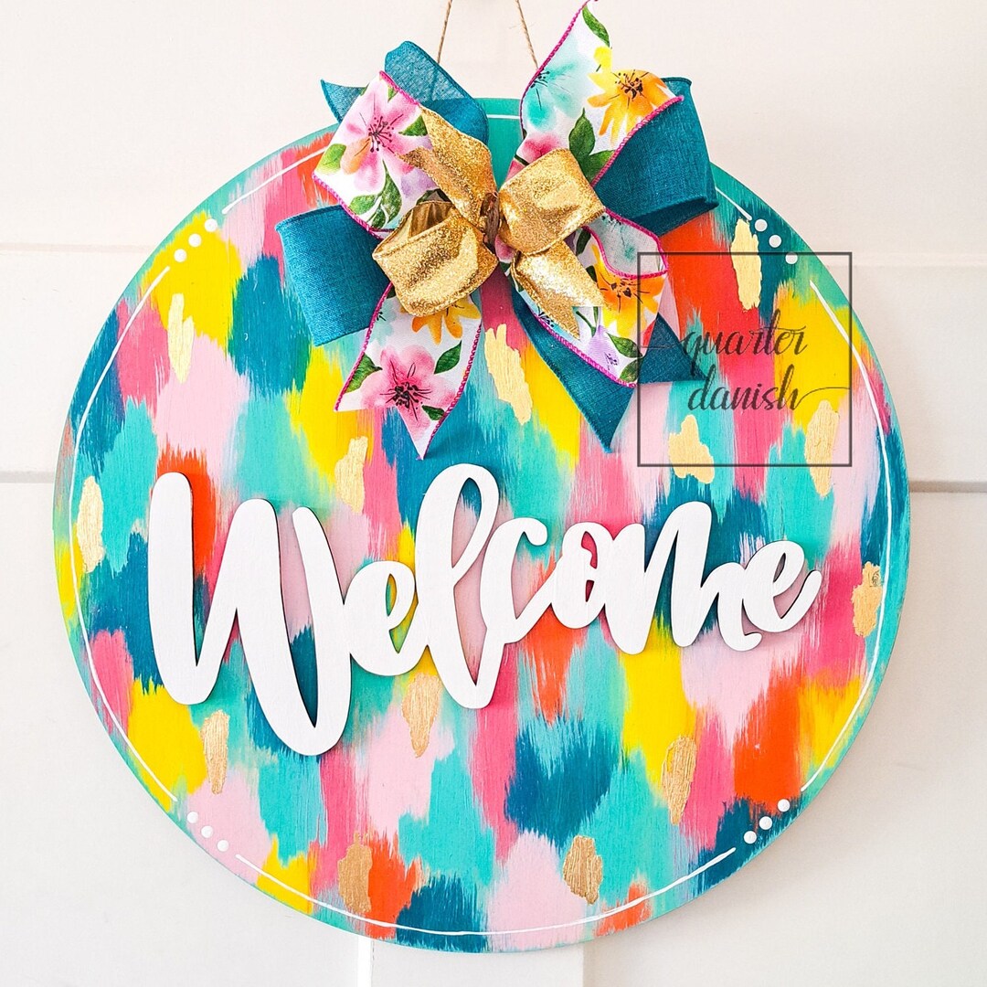 Welcome Door Hanger, Colorful Welcome Home Sign, Southwestern Outdoor ...